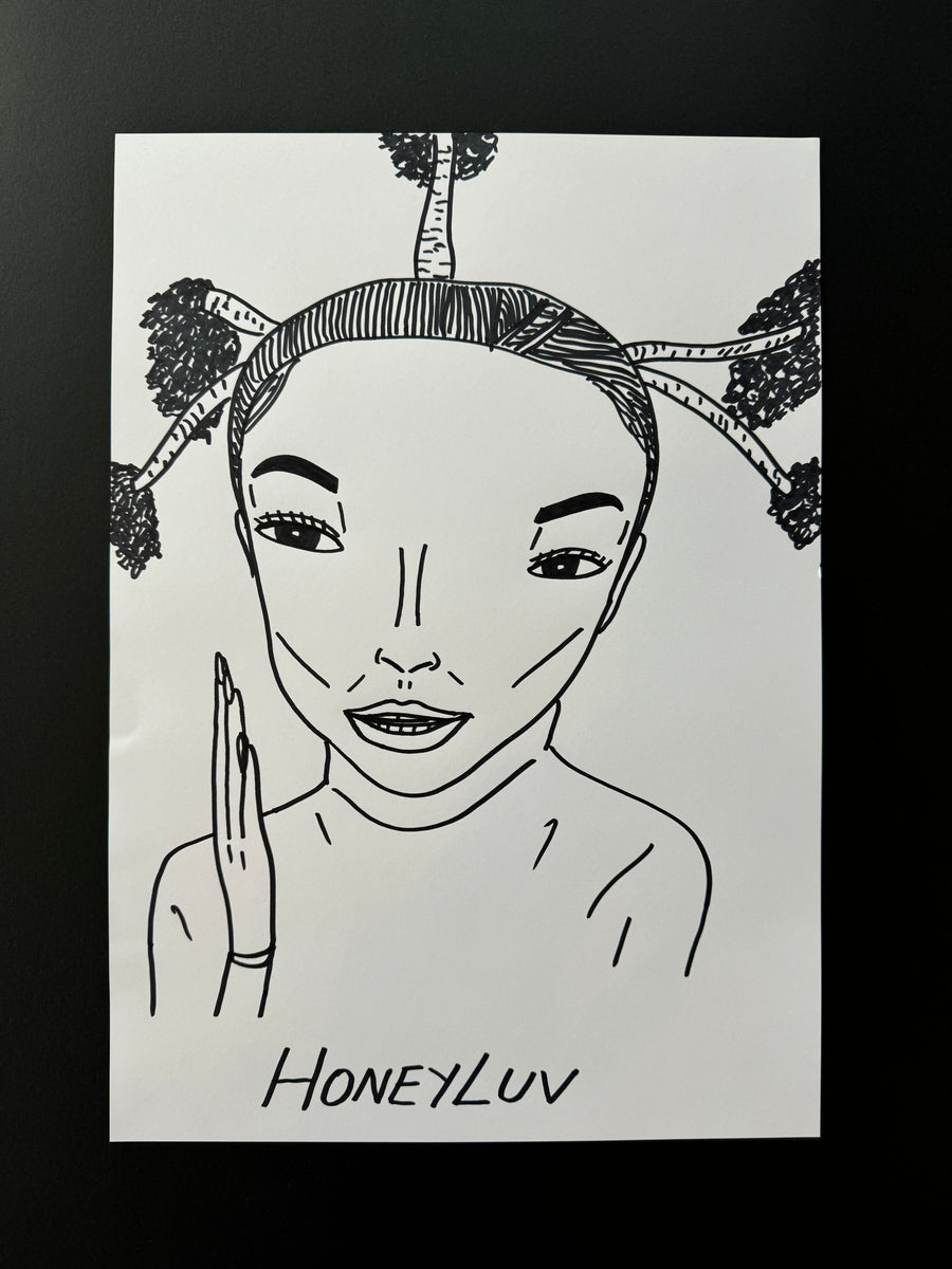 Badly Drawn HoneyLuv - Original Drawing - A3. – Badly Drawn Celebs
