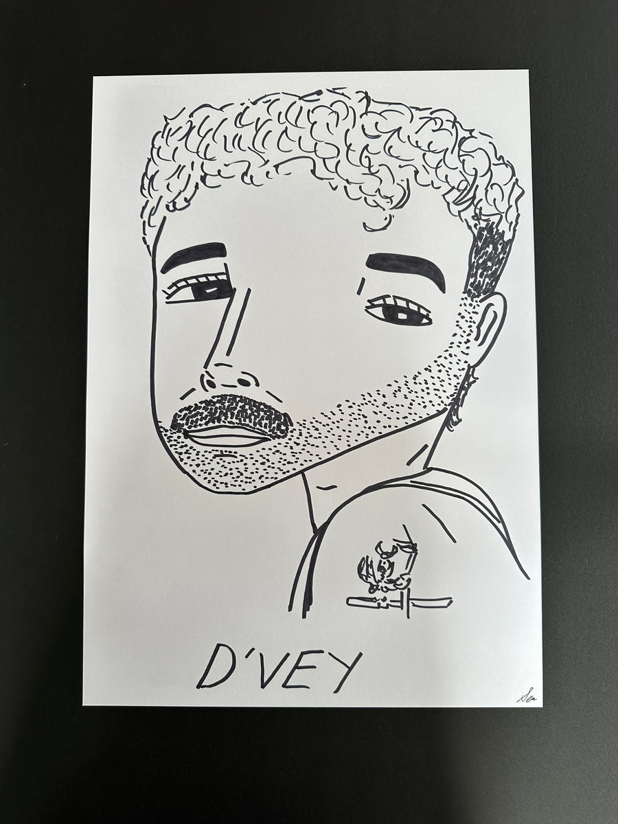 Badly Drawn D'Vey - Original Drawing - A3. – Badly Drawn Celebs