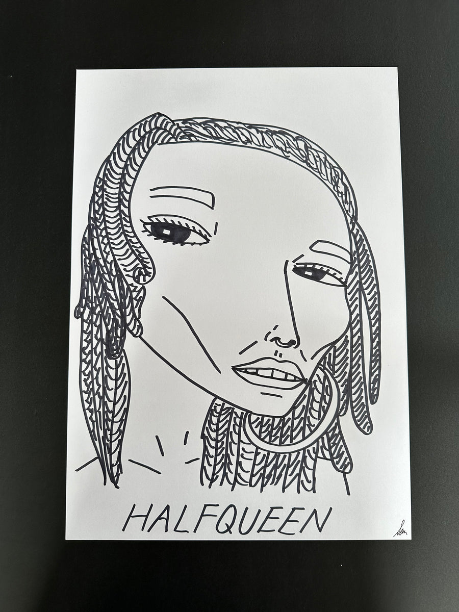 Badly Drawn Halfqueen - Original Drawing - A3. – Badly Drawn Celebs