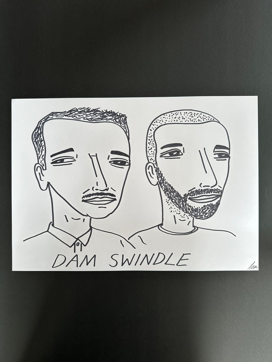 Badly Drawn Dam Swindle - Original Drawing - A3. – Badly Drawn Celebs