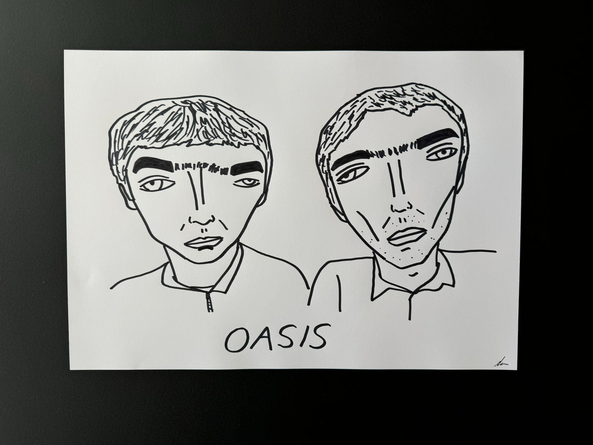 Badly Drawn Oasis - Original Drawing - A3. – Badly Drawn Celebs